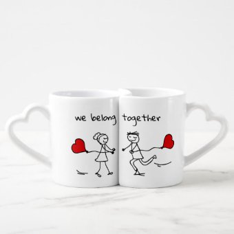 We Belong Together Cute Stick Figures & Names Coffee Mug Set | Zazzle