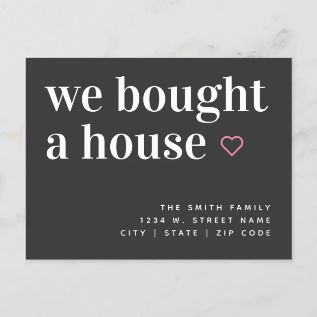 We Bought A House Simple Announcement Postcard | Zazzle
