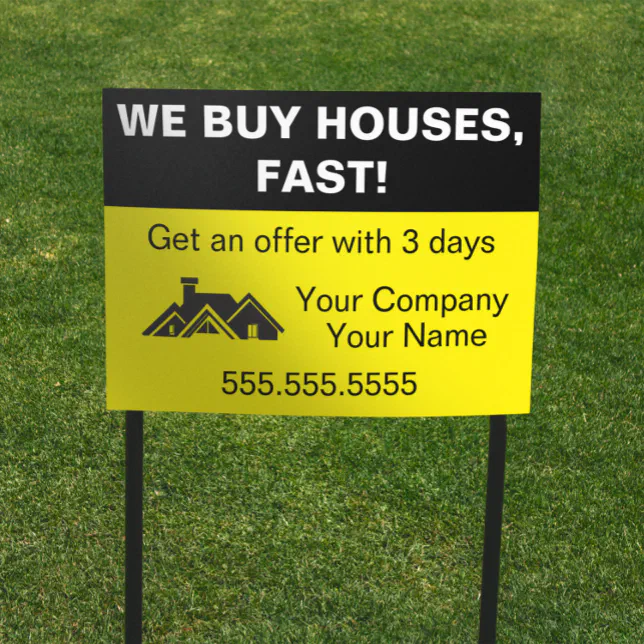 We Buy Houses, Real Estate Property Template Sign | Zazzle