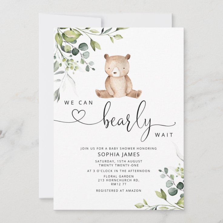 We can bearly wait baby shower invitation | Zazzle