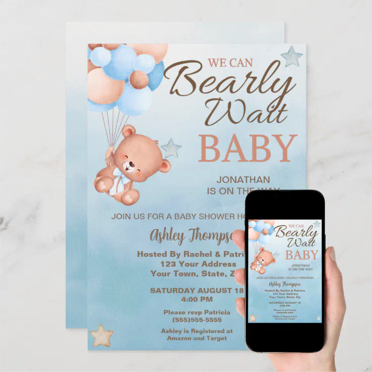 We Can Bearly Wait Baby Shower Invitation | Zazzle