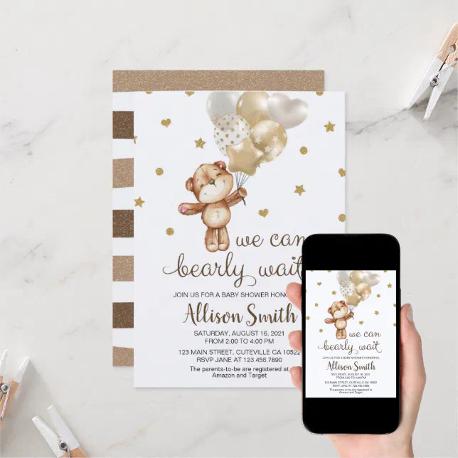 We can Bearly Wait Baby Shower Invitation | Zazzle