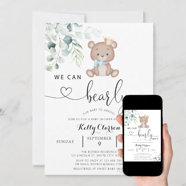 We Can Bearly Wait Baby Shower Invitation | Zazzle