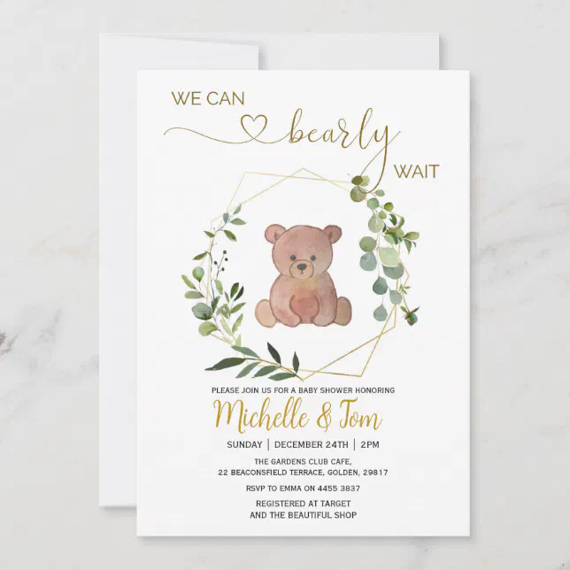 We Can Bearly Wait Baby Shower Invitation | Zazzle