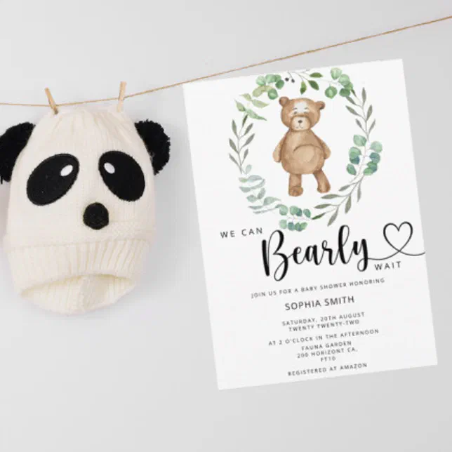 We can bearly wait baby shower invitation | Zazzle