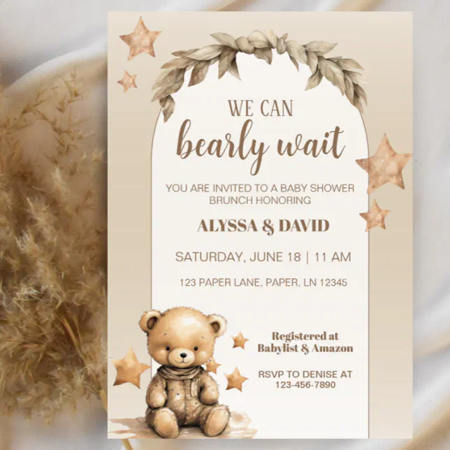 We Can Bearly Wait Baby Shower Invitation | Zazzle