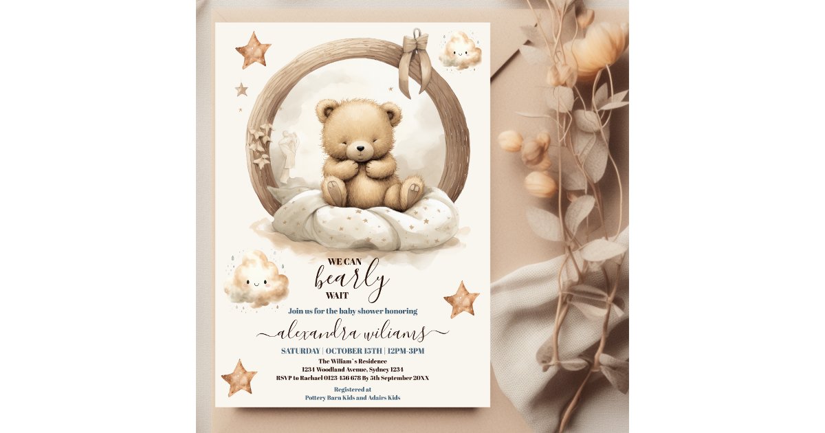 We Can Bearly Wait Baby Shower Invitation | Zazzle