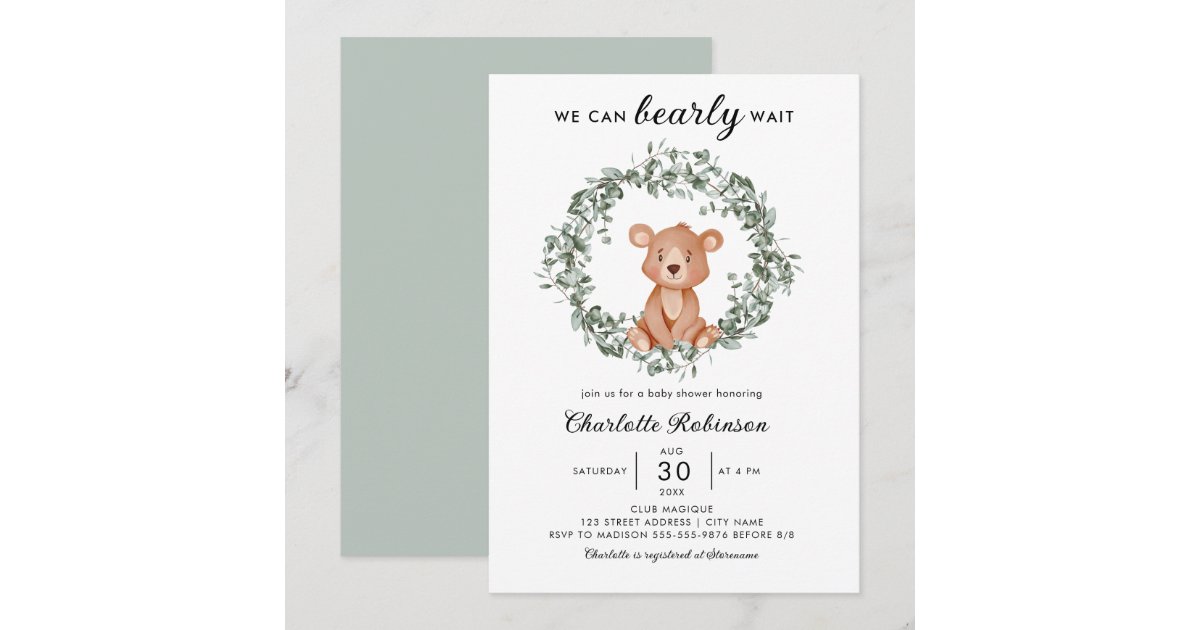 We Can Bearly Wait Baby Shower Invitation | Zazzle
