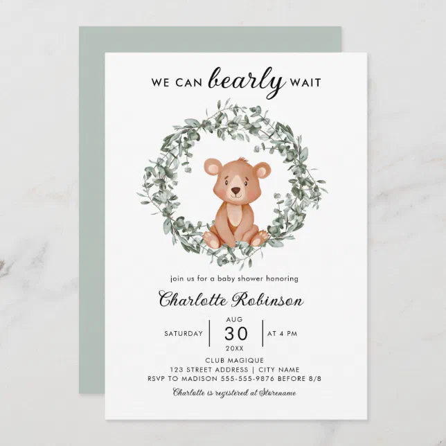 We Can Bearly Wait Baby Shower Invitation | Zazzle