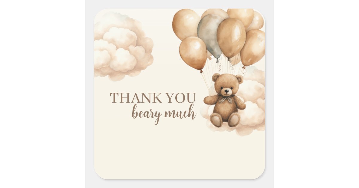 We Can Bearly Wait Baby Shower Square Sticker | Zazzle