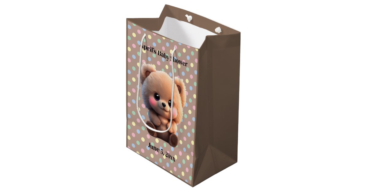 We can Bearly Wait Baby Shower teddy bear Medium Gift Bag | Zazzle
