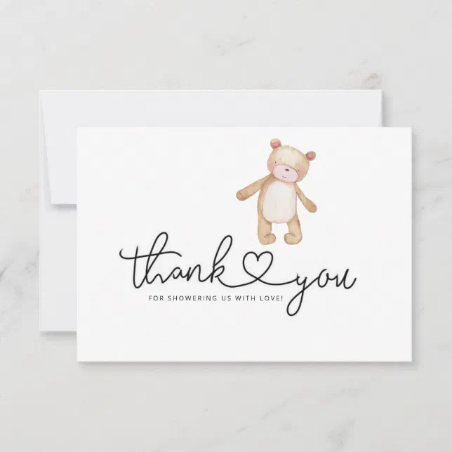 We can bearly wait baby shower thank you card | Zazzle
