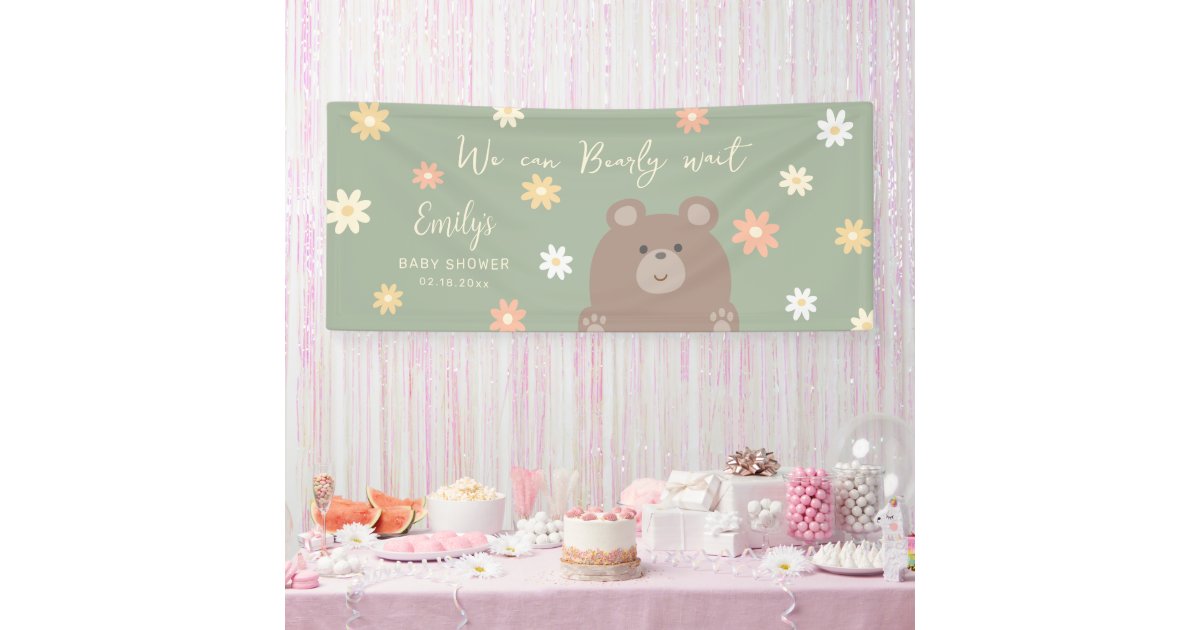 We Can Bearly Wait Beary Cute Baby Shower Welcome Banner | Zazzle
