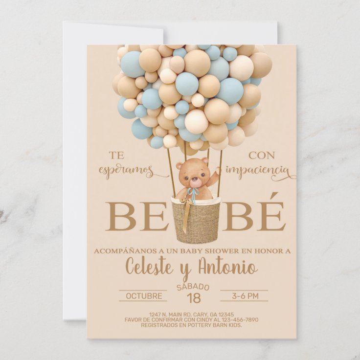 We can bearly wait boy baby shower invite Spanish. | Zazzle