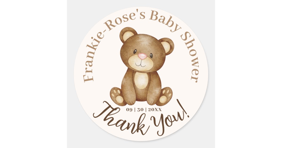We can Bearly Wait! Cute Baby Shower Thank You Classic Round Sticker ...