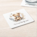 We Can Bearly Wait Gender Neutral Baby Shower Square Paper Coaster | Zazzle