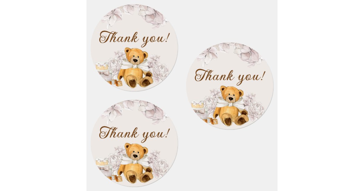 We Can Bearly Wait Gender Neutral Thank You Labels | Zazzle