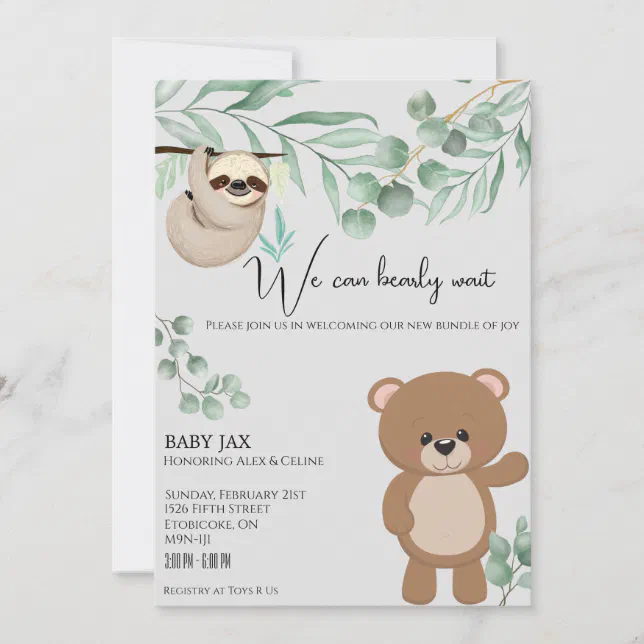 We Can Bearly Wait Invitation | Zazzle