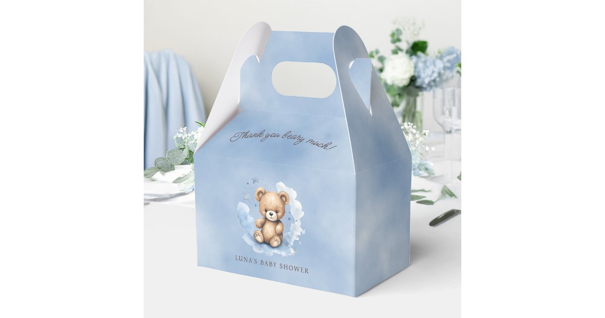 We Can Bearly Wait Pastel Blue Baby Shower Gable Favor Boxes | Zazzle