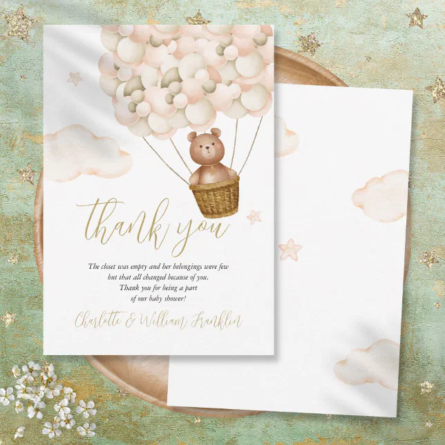 We Can Bearly Wait Teddy Bear Baby Shower Poem Thank You Card | Zazzle