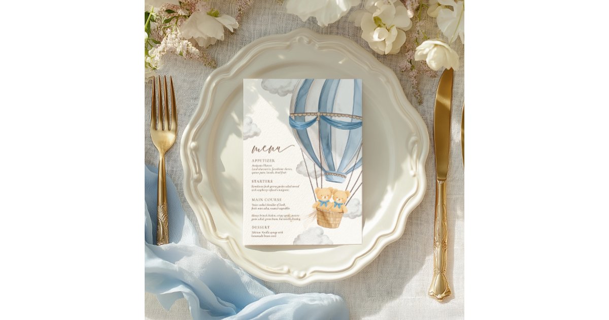 We Can Bearly Wait Twins Baby Shower Menu | Zazzle