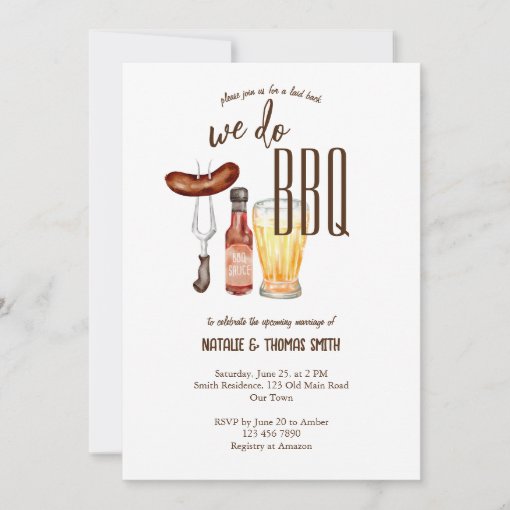 We do BBQ barbecue bridal shower couples shower Invitation | Zazzle