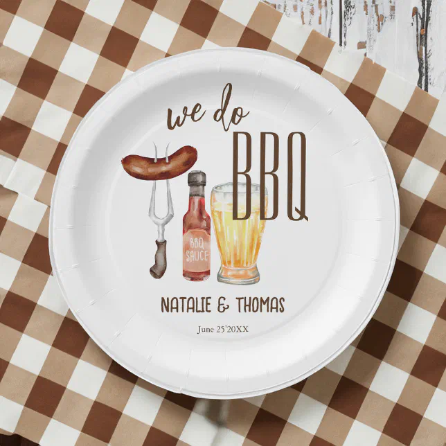 We do BBQ barbecue bridal shower couples shower Paper Plates | Zazzle
