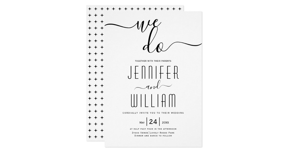 "We do" cursive script calligraphy wedding Invitation | Zazzle.com