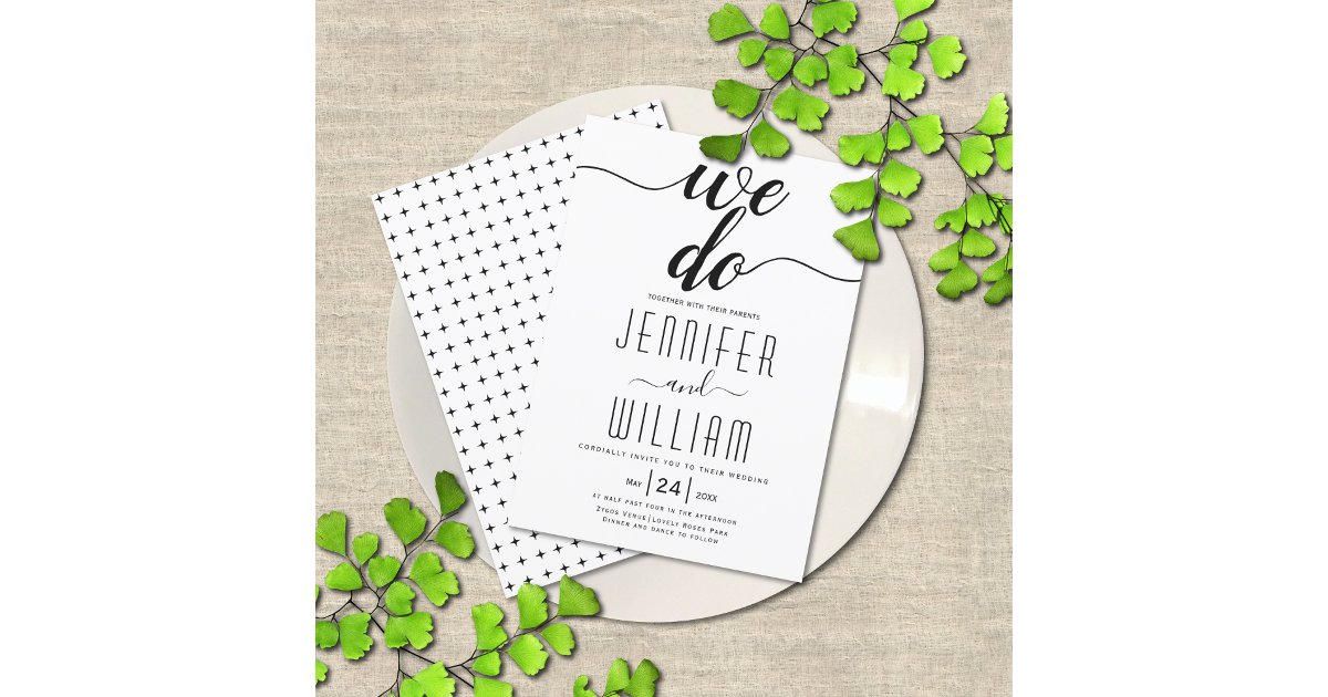 "We do" elegant script calligraphy wedding Invitation | Zazzle