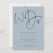 We Do Script Dusty Blue QR Code Wedding Invitation | Zazzle