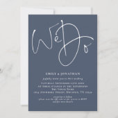 We Do Script Dusty Navy Blue QR Wedding Invitation | Zazzle