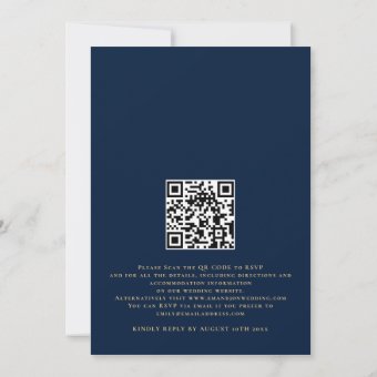 We Do Script QR Code Navy Blue Wedding Invitation | Zazzle