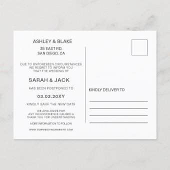 We Do Take Two Movie Clapboard Wedding Postponed Announcement Postcard ...