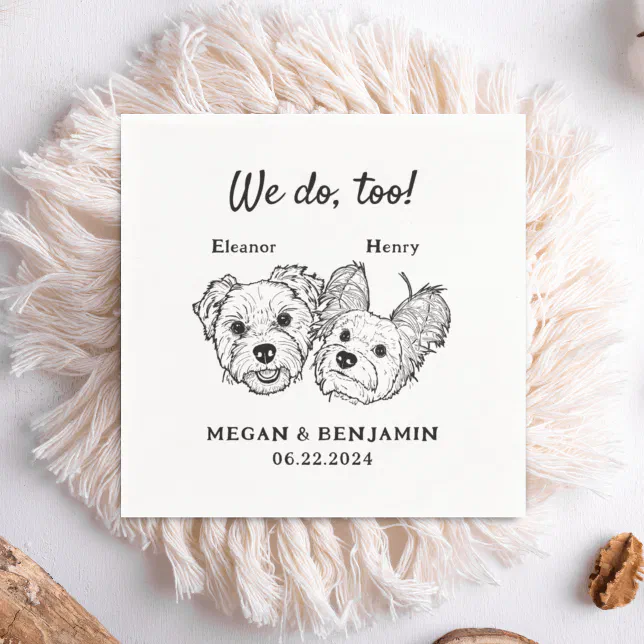 We Do Too 2 Dogs Faces Wedding Cocktail Napkins | Zazzle