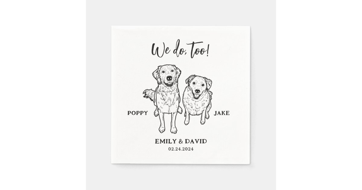 We Do Too Golden Retriever Sketch Dog Wedding Napkins | Zazzle