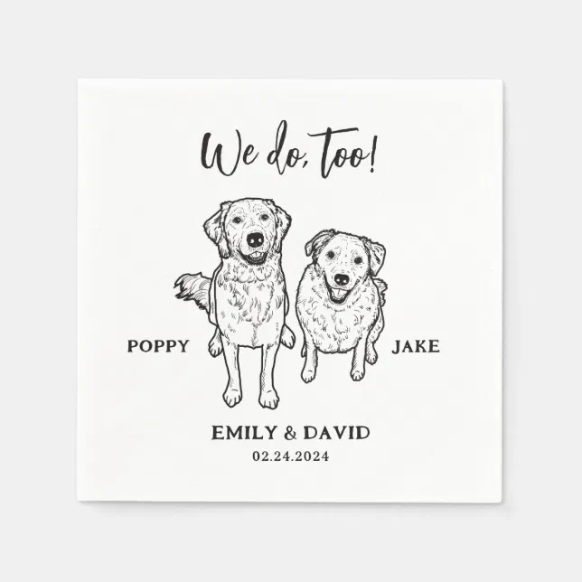 We Do Too Golden Retriever Sketch Dog Wedding Napkins | Zazzle