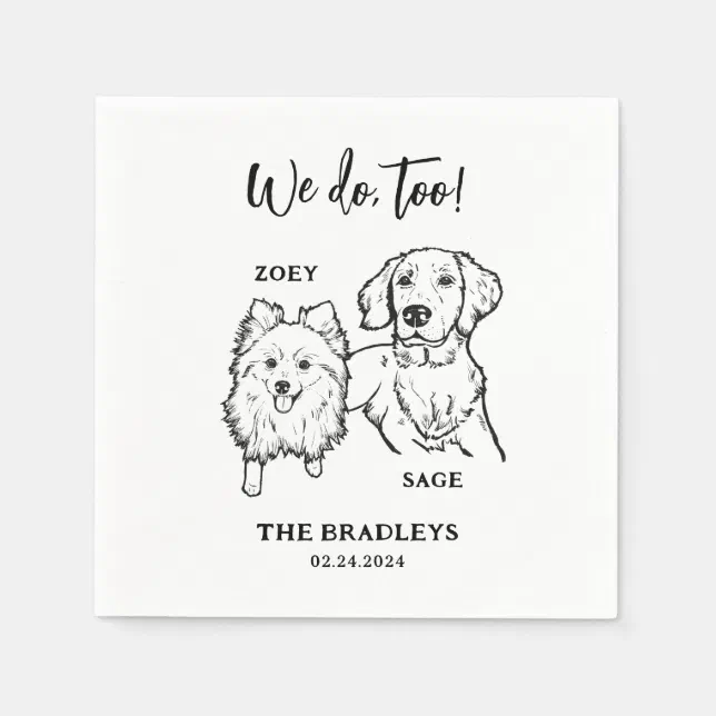 We Do Too Pomeranian Golden Retriever Dog Wedding Napkins | Zazzle