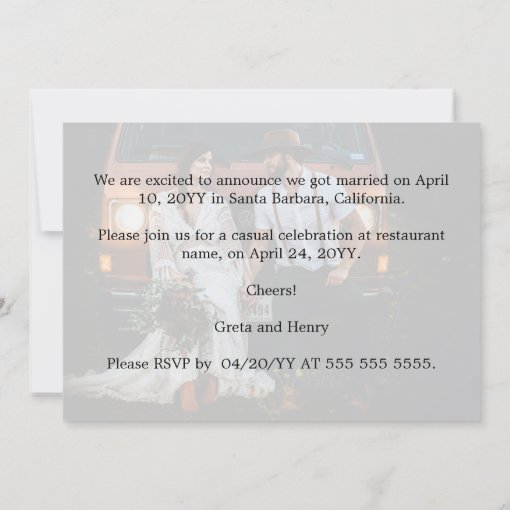 We Eloped | Brush Lettering Photo Announcement | Zazzle