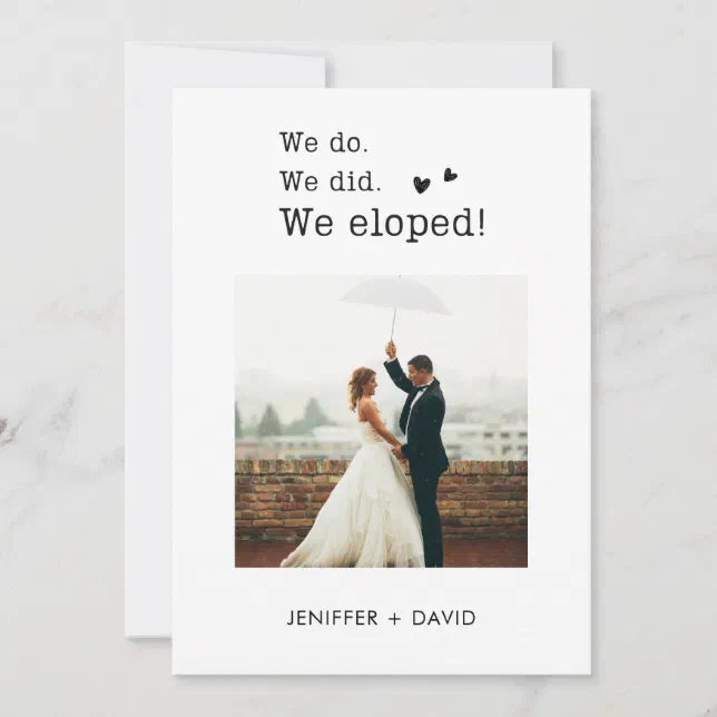 We Eloped Elopement Announcement with QR Code | Zazzle