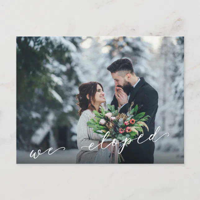 We Eloped Elopement Wedding Announcement Postcard | Zazzle
