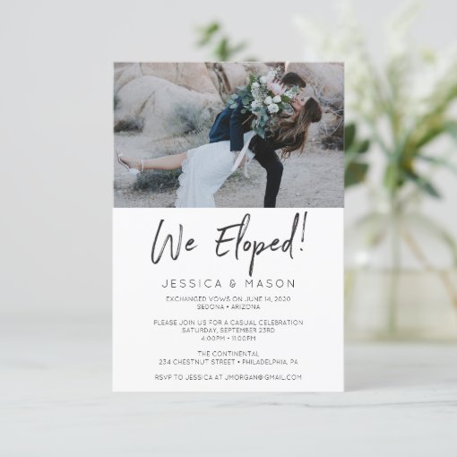 We Eloped Handwritten Invite Eloped Announcement | Zazzle