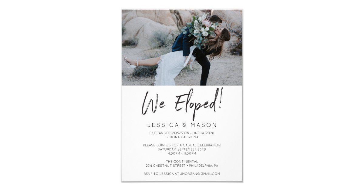 We Eloped Handwritten Invite Eloped Announcement | Zazzle.com