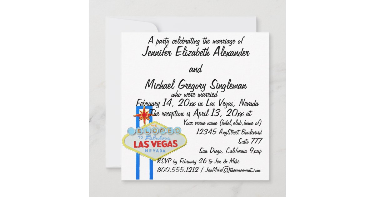 We Eloped Married Announcement Reception | Zazzle