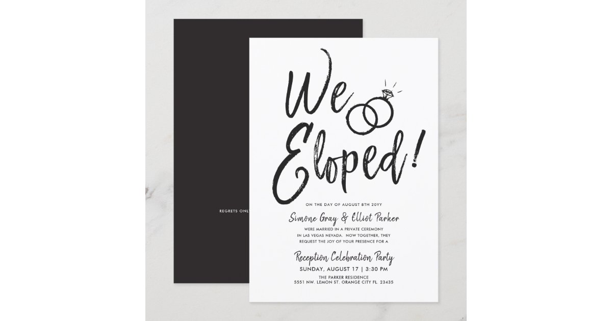 We Eloped | Minimal Post Wedding Party Invitation | Zazzle