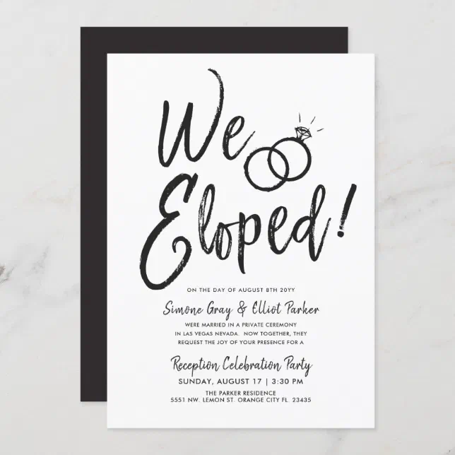 We Eloped | Minimal Post Wedding Party Invitation | Zazzle