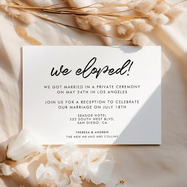 We eloped Modern typography wedding announcement | Zazzle