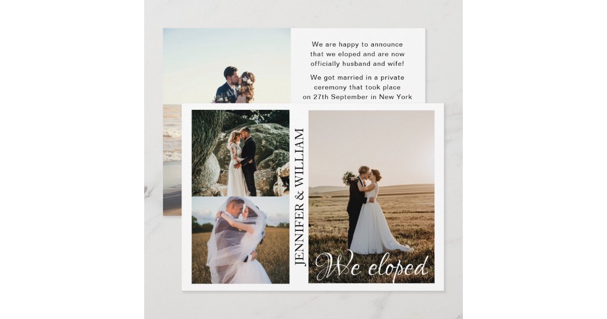 We Eloped Photo Collage Wedding Announcement | Zazzle