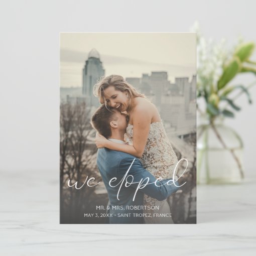 We Eloped Photo Typography Announcement | Zazzle