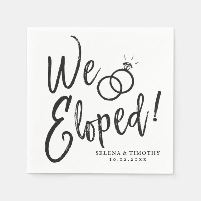 We Eloped Post-Nuptial Party Script Lettering Napkins | Zazzle