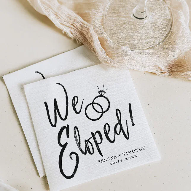We Eloped Post-Nuptial Party Script Lettering Napkins | Zazzle